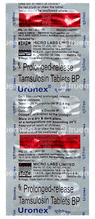 Uronex 04 Mg Tablet Pr 14 - Uses, Side Effects, Dosage, Price | Truemeds
