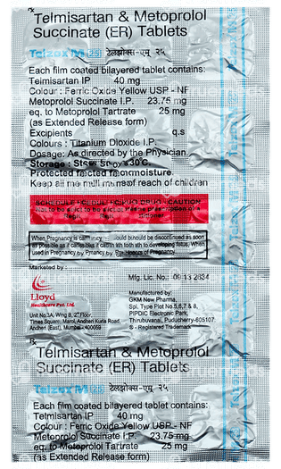Telzox M 4025 Mg Tablet Er 15 - Uses, Side Effects, Dosage, Price ...