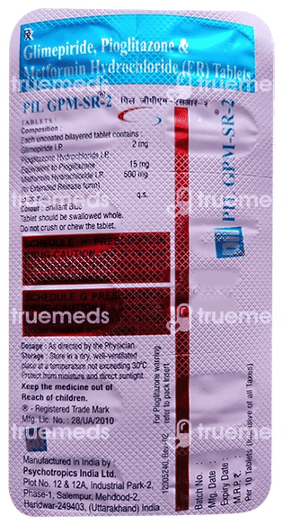 Pil Gpm Sr 2 Mg Tablet Er 10 - Uses, Side Effects, Dosage, Price | Truemeds