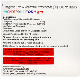 Ondero Met Od 1 Gm Tablet 10 - Uses, Side Effects, Dosage, Price | Truemeds