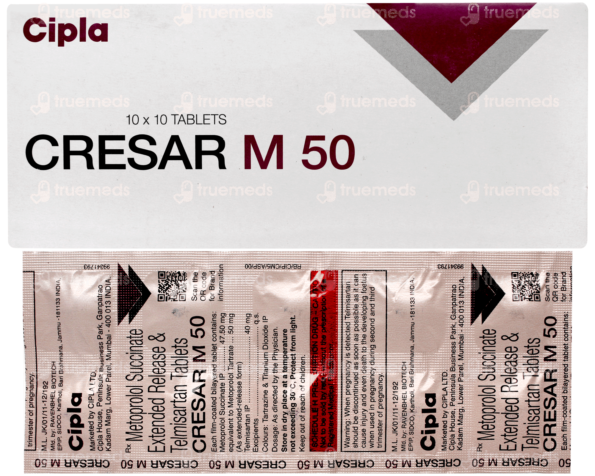 Cresar M 50 Tablet 10: Uses, Side Effects, Price & Substitutes