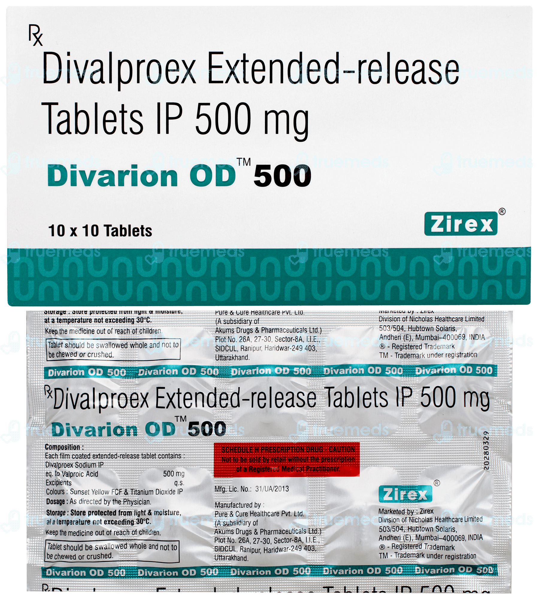 Divarion Od 500 Tablet 10 - Uses, Side Effects, Dosage, Price | Truemeds