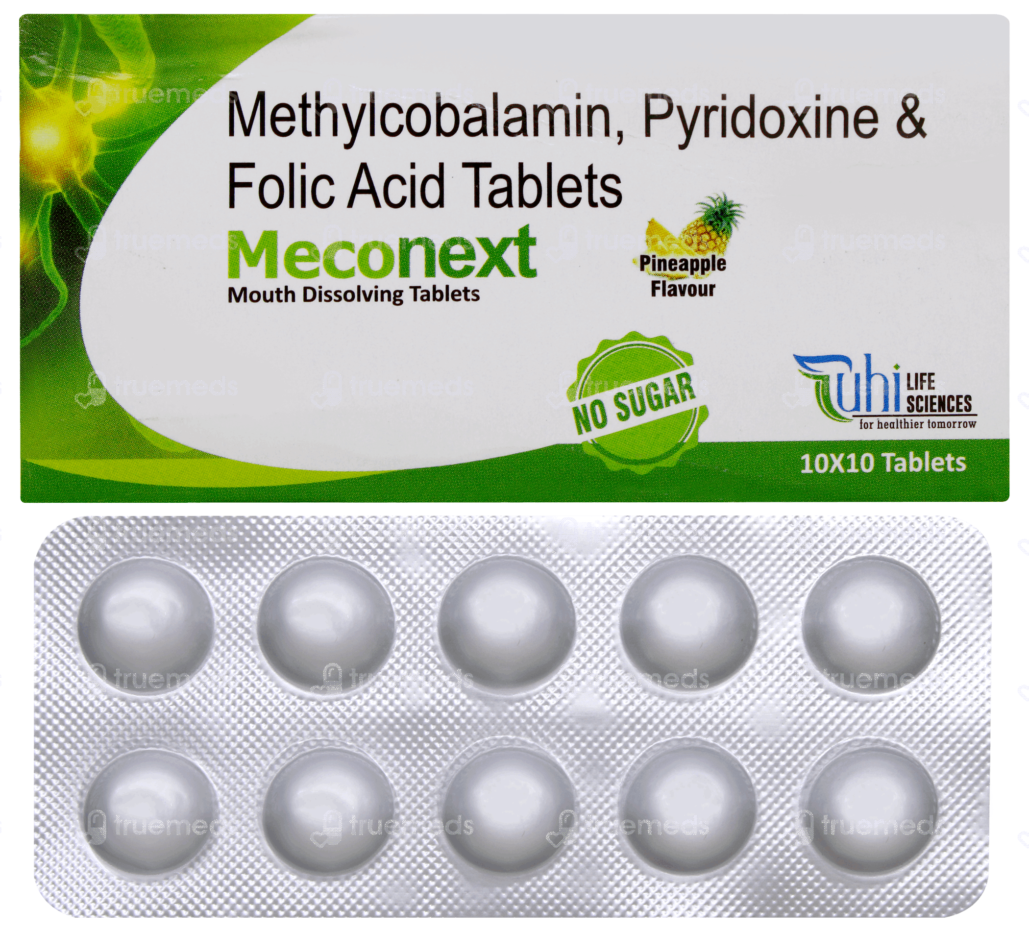 Meconext Pineapple Flavour Sugar Free Tablet 10 - Uses, Side Effects ...