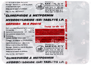 Gepride M 4 Forte Tablet Sr 10: Uses, Side Effects, Price & Substitutes
