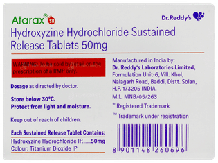 Atarax Sr Tablet 15 - Uses, Side Effects, Dosage, Price | Truemeds