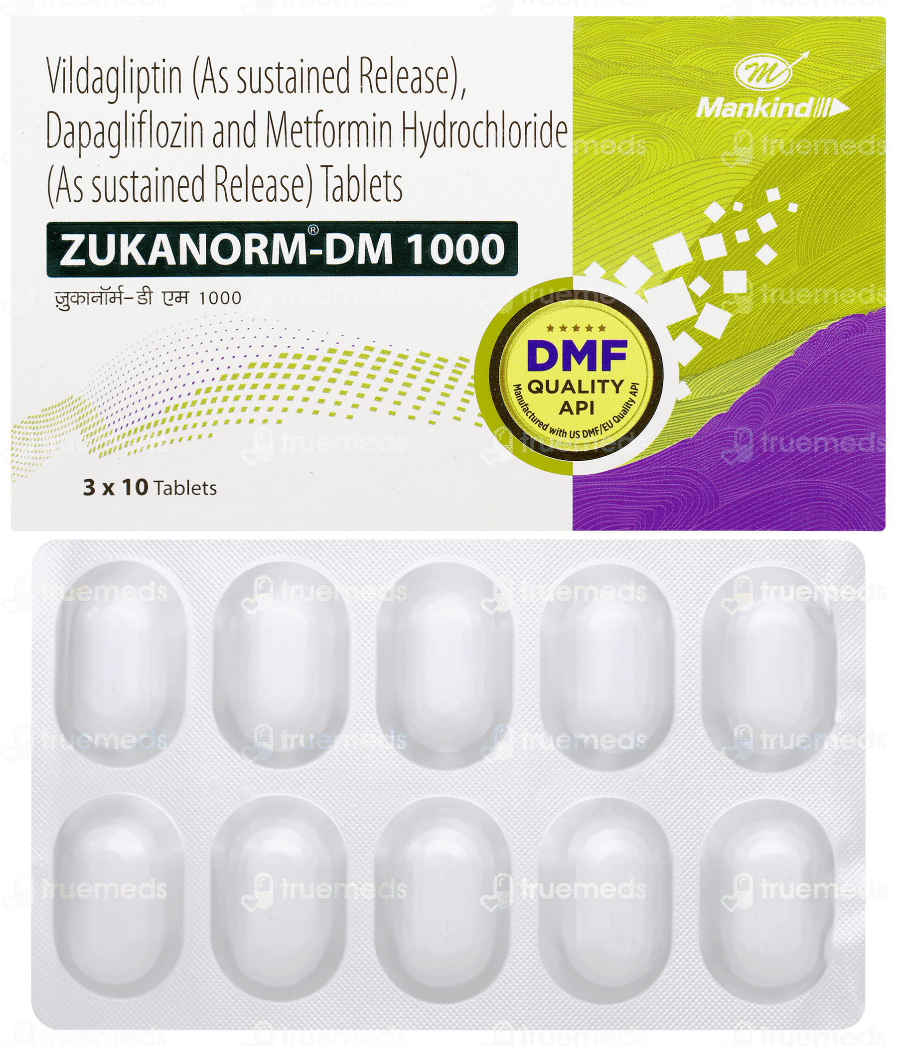Zukanorm Dm 1000 Tablet 10 - Uses, Side Effects, Dosage, Price | Truemeds