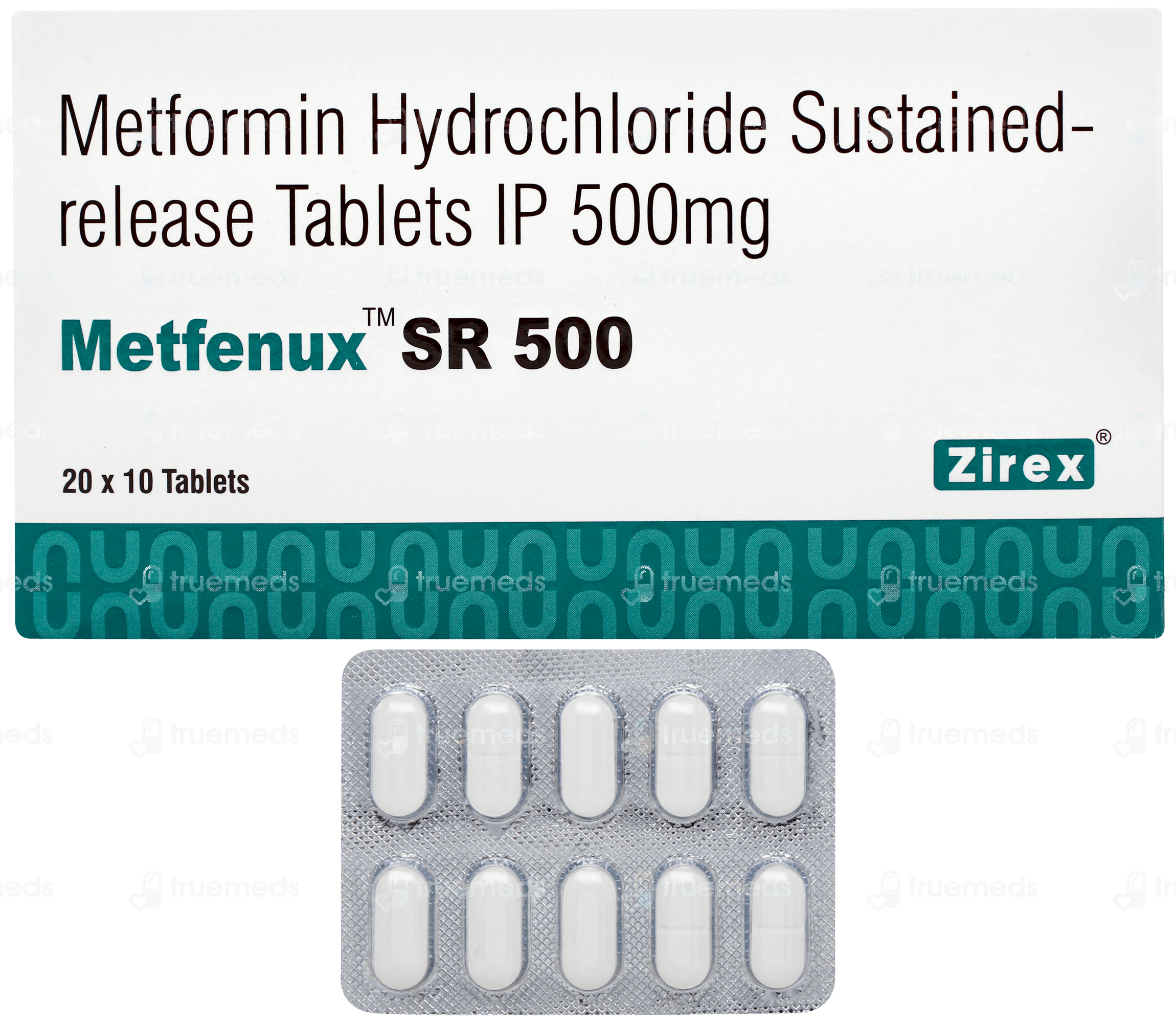 Metfenux Sr 500 Tablet 10 - Uses, Side Effects, Dosage, Price | Truemeds