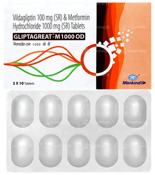 Gliptagreat M 1000 Od Tablet 10 - Uses, Side Effects, Dosage, Price ...