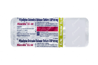 Nicardia 60 Mg Tablet Xl 10 - Uses, Side Effects, Dosage, Price | Truemeds