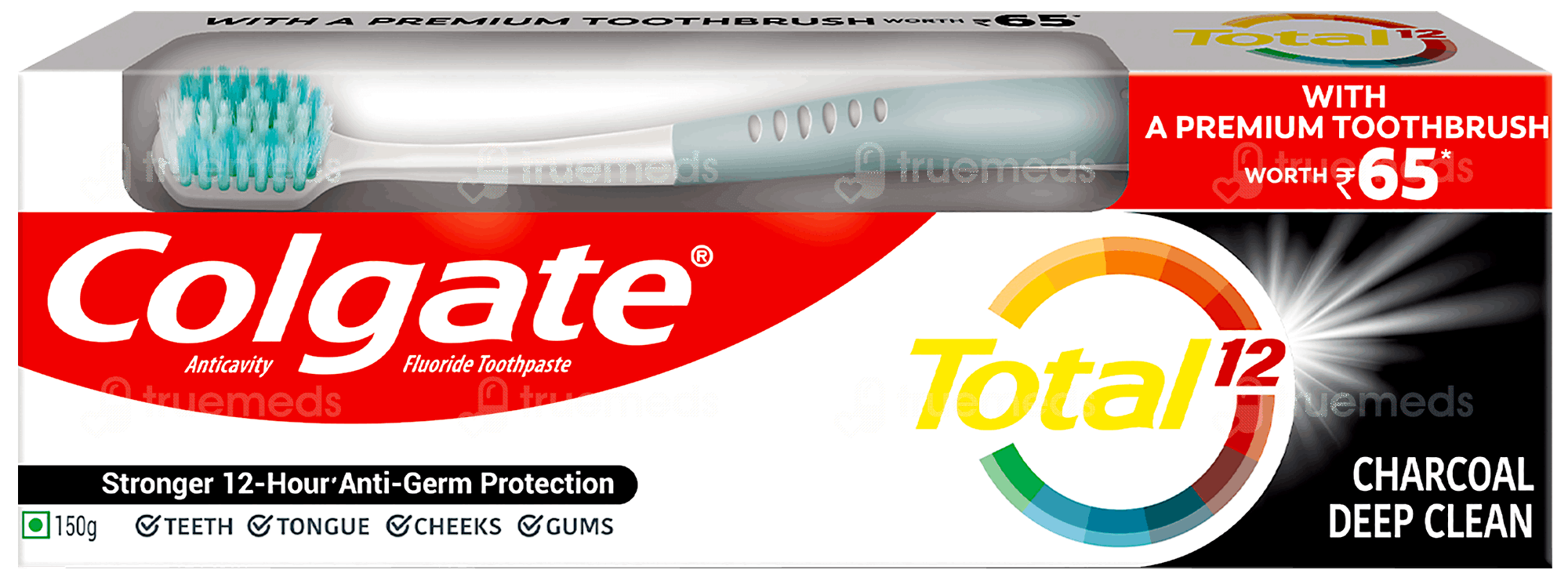 Colgate Total 12 Charcoal Deep Clean Anticavity Toothpaste 150gm With 1 ...