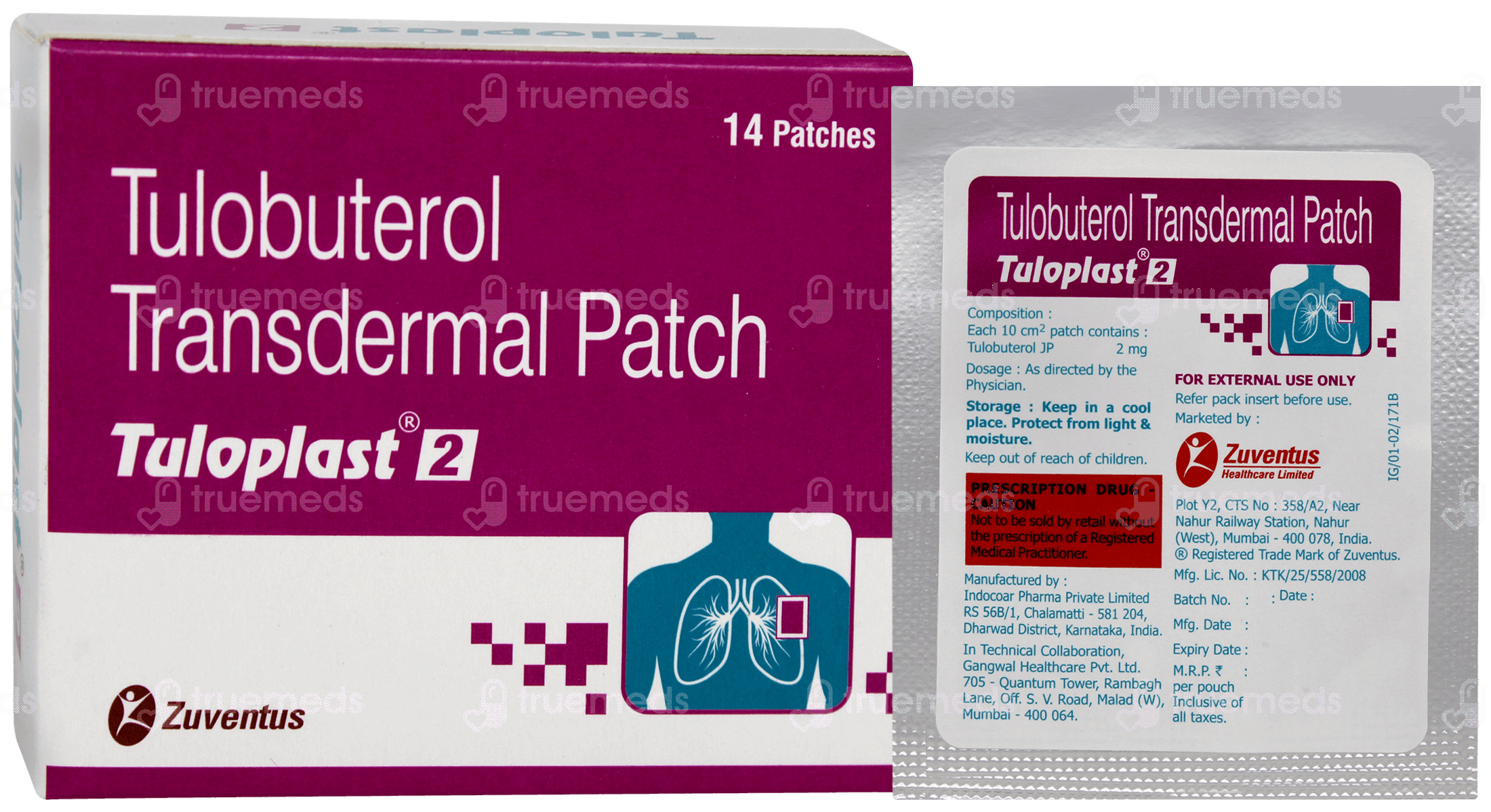Tuloplast 2 Mg Transdermal Patch 14 - Uses, Side Effects, Dosage, Price ...