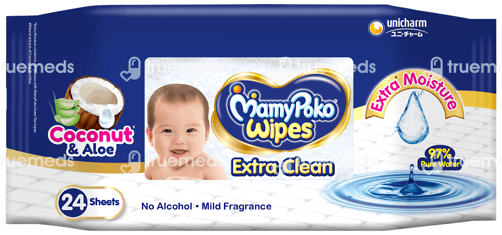Mamypoko Extra Clean Coconut And Aloe Wipes 24 - Uses, Side Effects ...